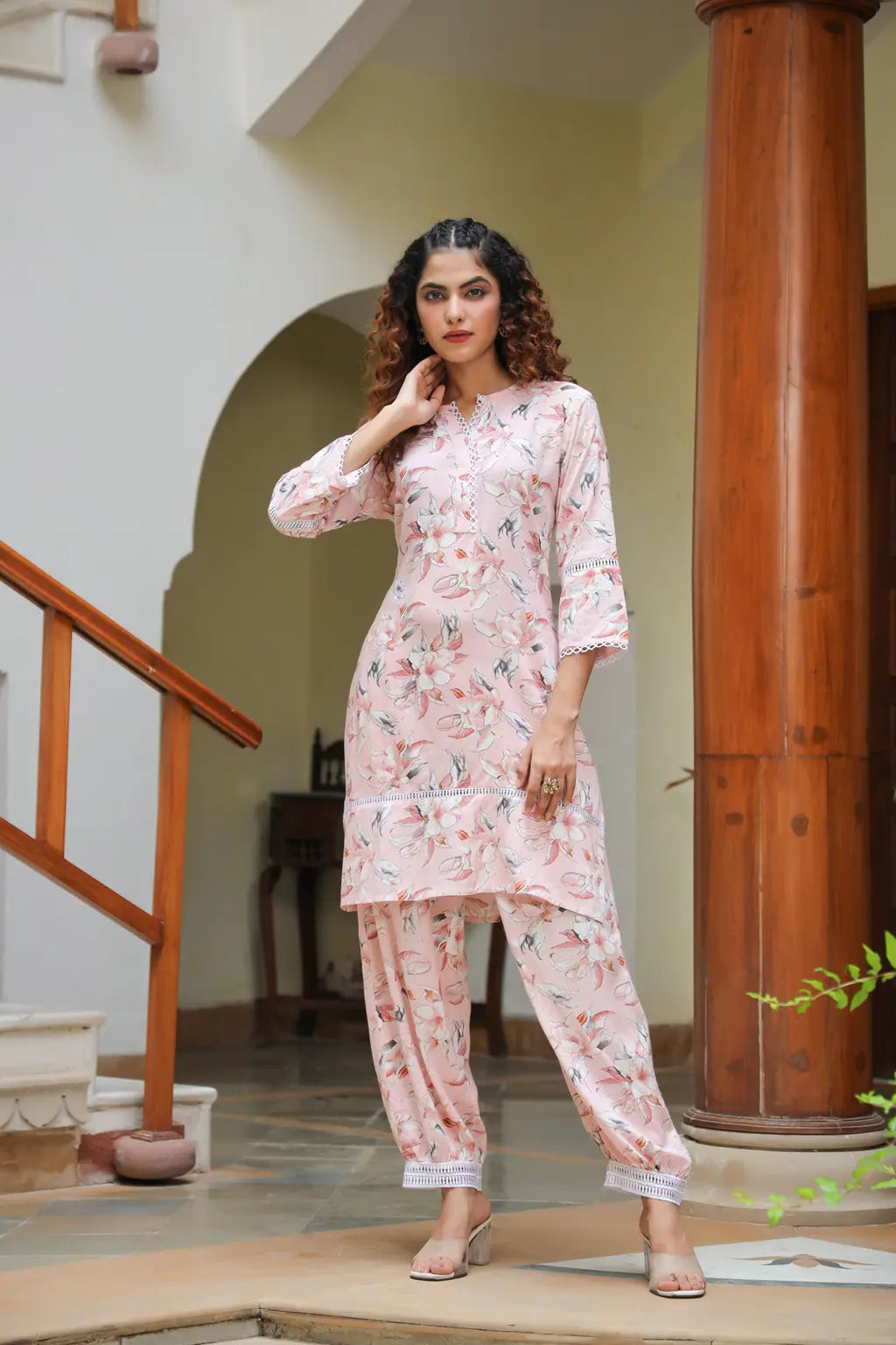Peach floral Co-Ord Set – Rain & Rainbow